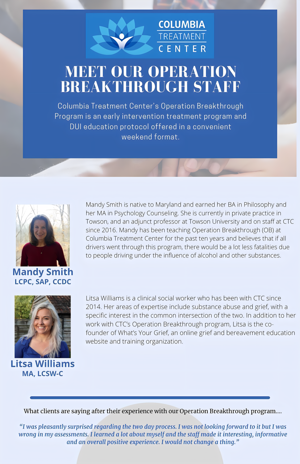 Operation Breakthrough - Columbia Treatment Center